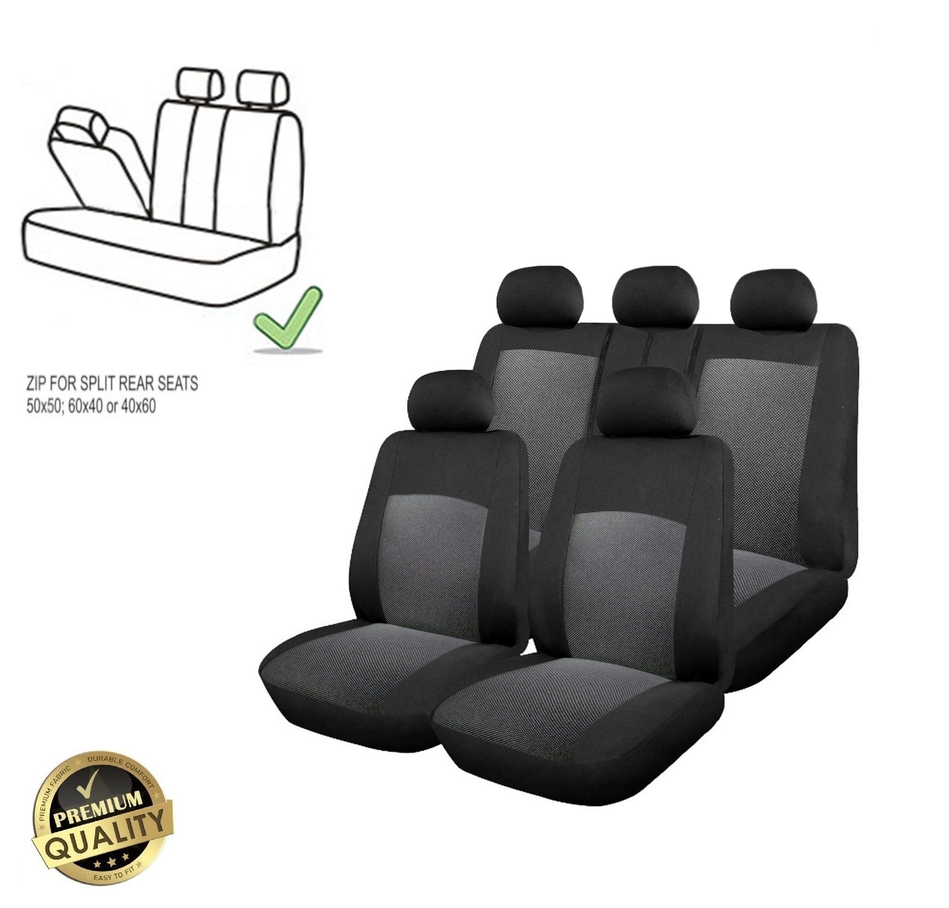 Set huse Scaun Auto Universal Flexzon Dream 3 zip,Negru/ Gri cu ...