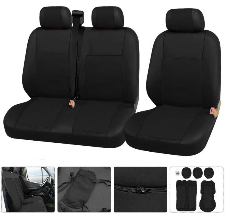 Set huse scaune auto fata universale Flexzon, negru, 2+1 | Flexzon.ro