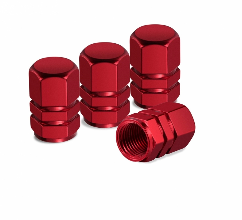 Set 4 capacele pentru ventil auto din aluminiu, rosu | Flexzon.ro