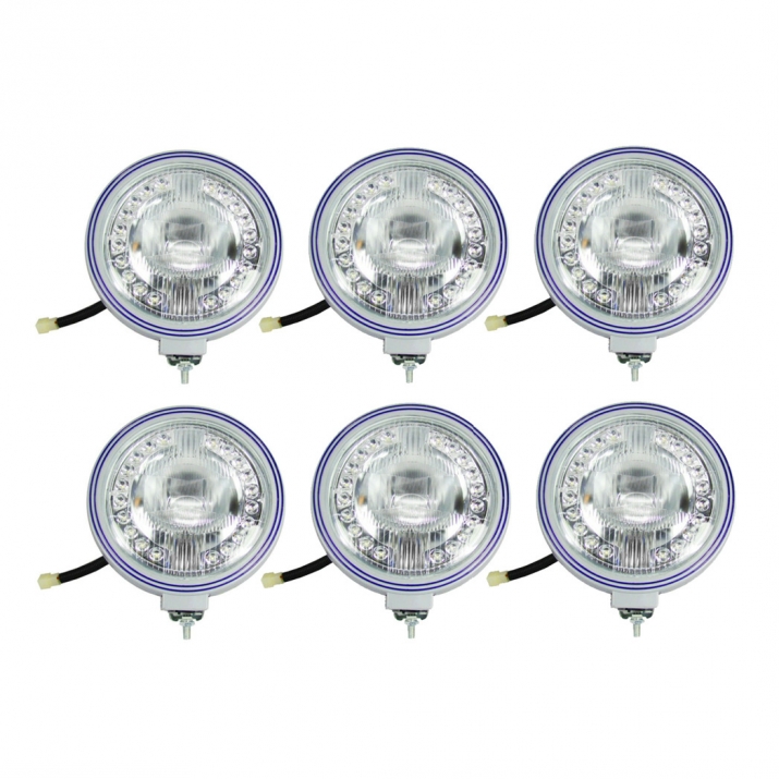 Set 6X Proiector Halogen cu "Angel Eye", Flexzon, Lampa Ceata, Spot , 12 V , Sticla Relief Alba ...