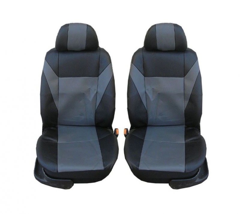 Set huse scaune auto fata universale Flexzon, piele eco gri, 1+1 | Flexzon.ro